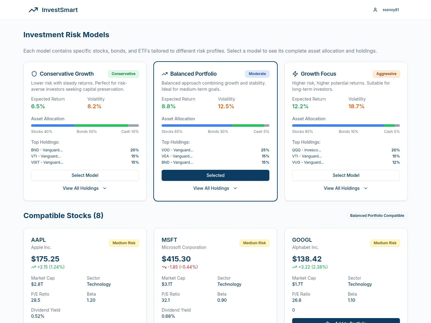 Customized Stock Investment App Based on Risk Models