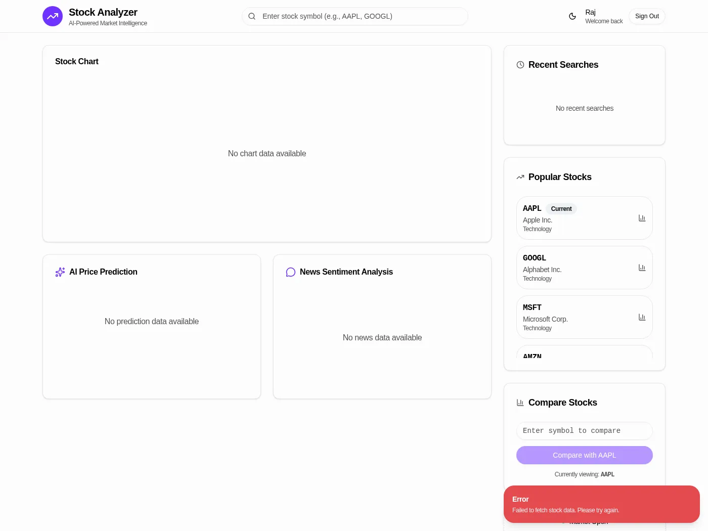 Stock Market Analyzer: AI-Powered Stock Insights Dashboard