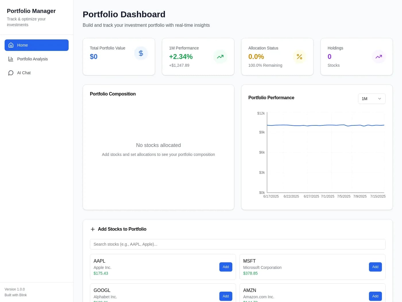 Stock Portfolio Management Dashboard
