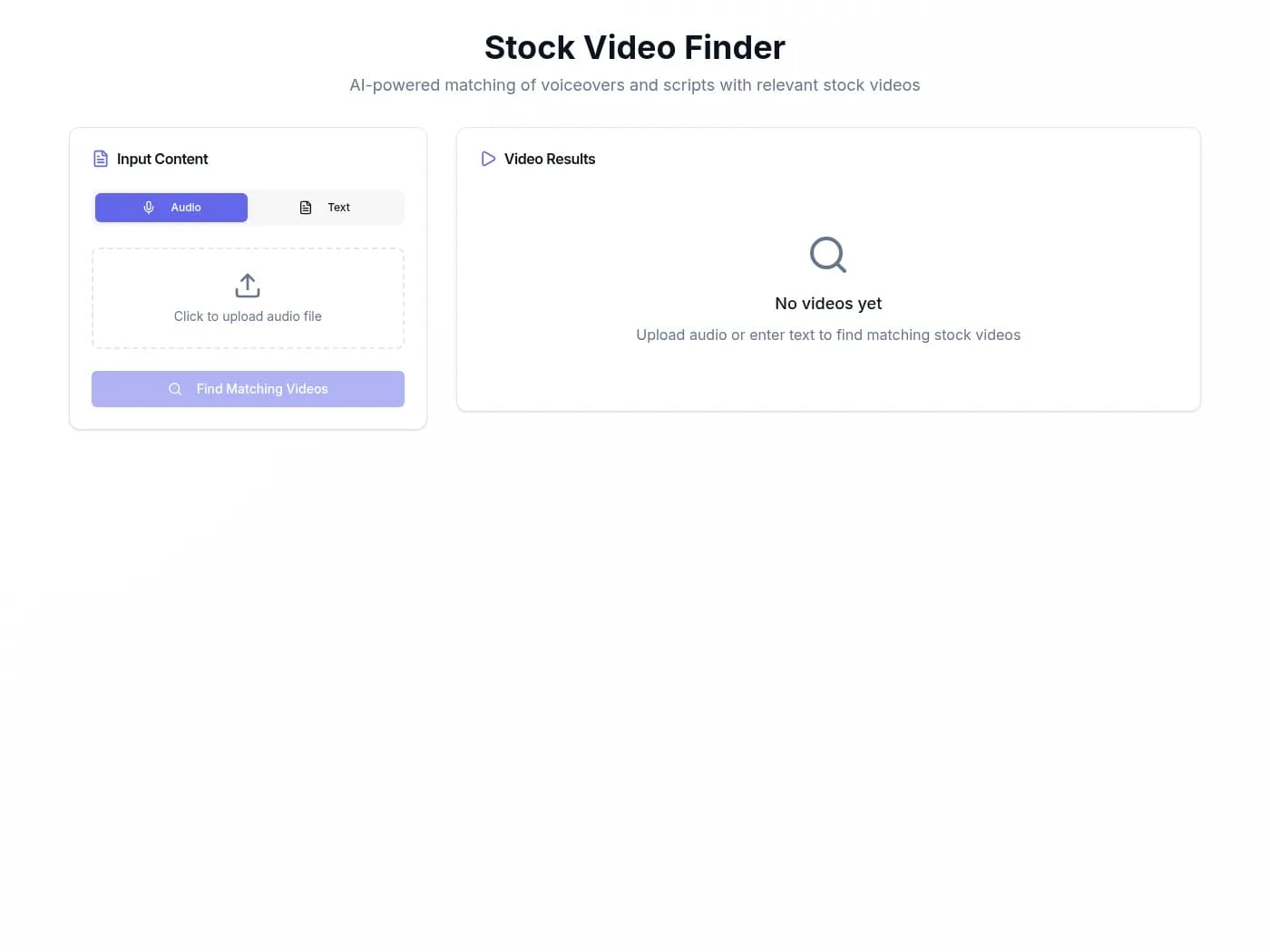 Stock Video Finder for Voiceovers and Texts