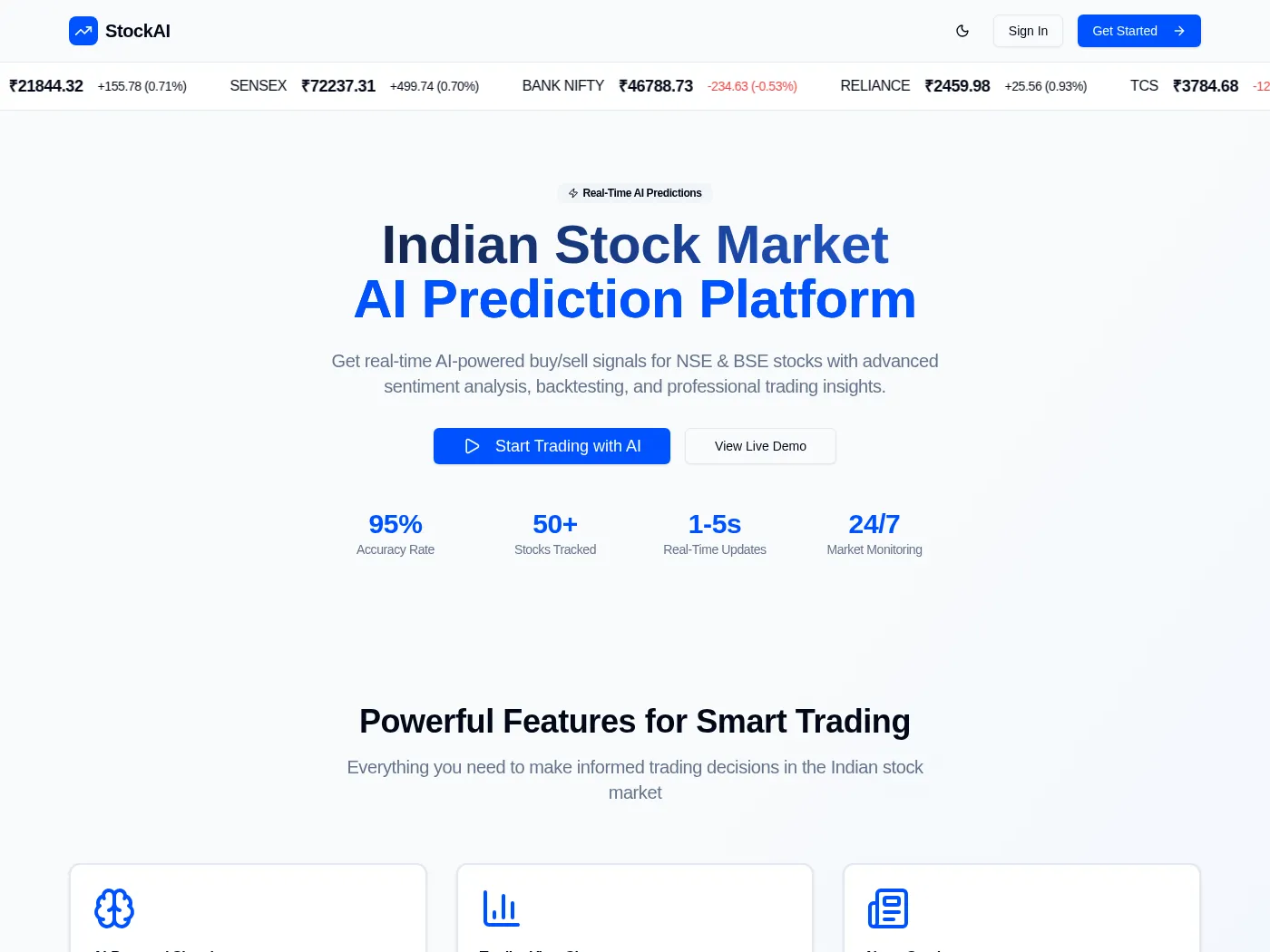 StockAI: Real-Time Indian Stock Market Prediction Platform