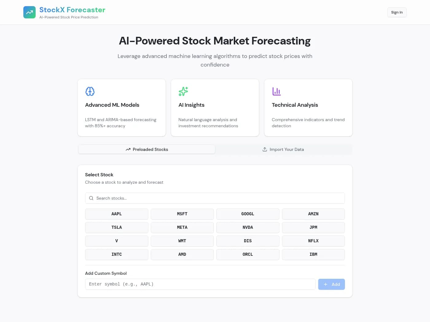 StockX Forecaster: Full-Stack AI-Powered Time Series Prediction Platform