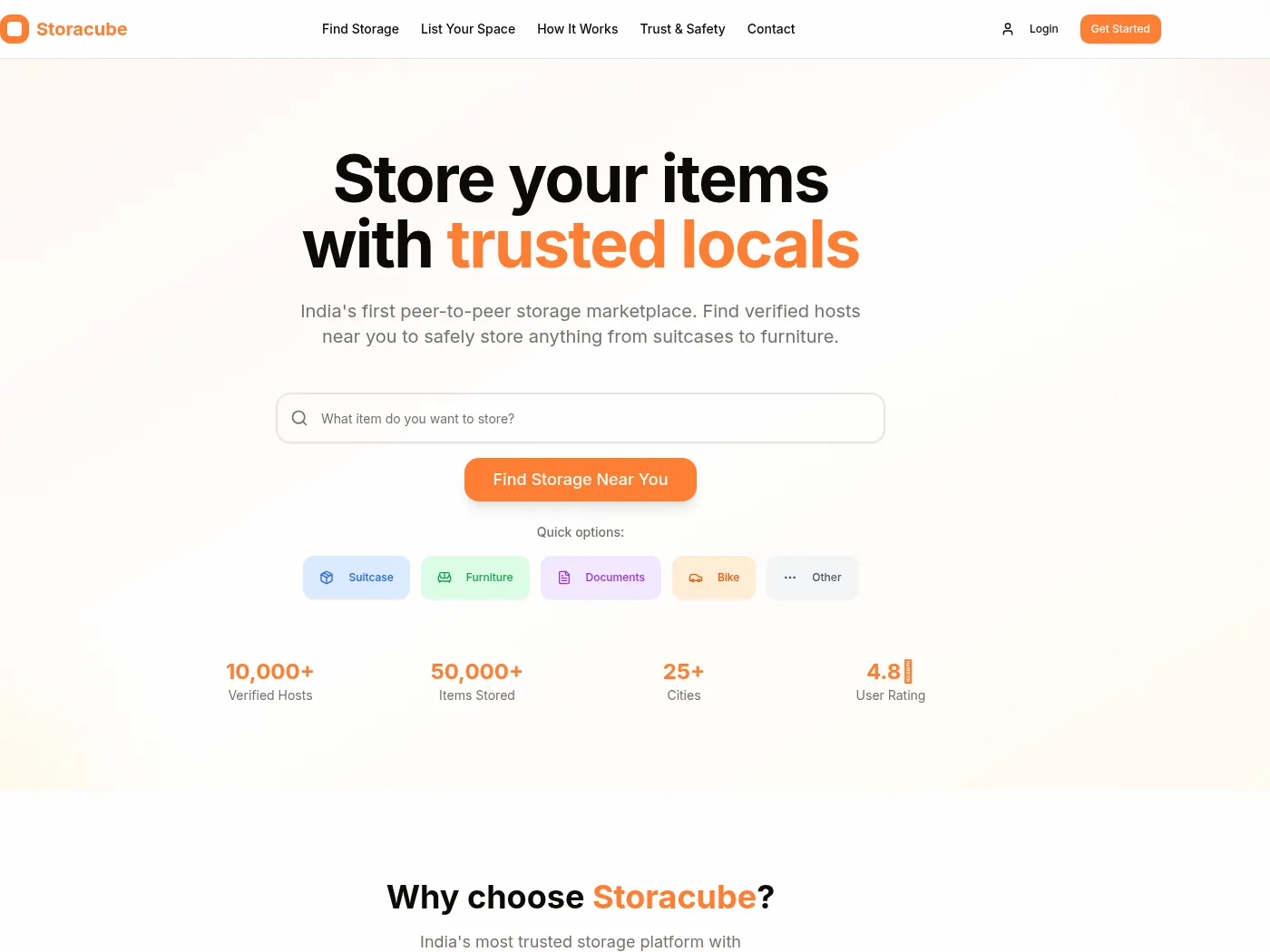 Storacube: Peer-to-Peer Storage Marketplace for India