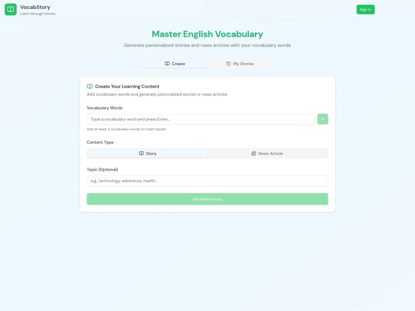 Story-Based English Vocabulary Enhancer