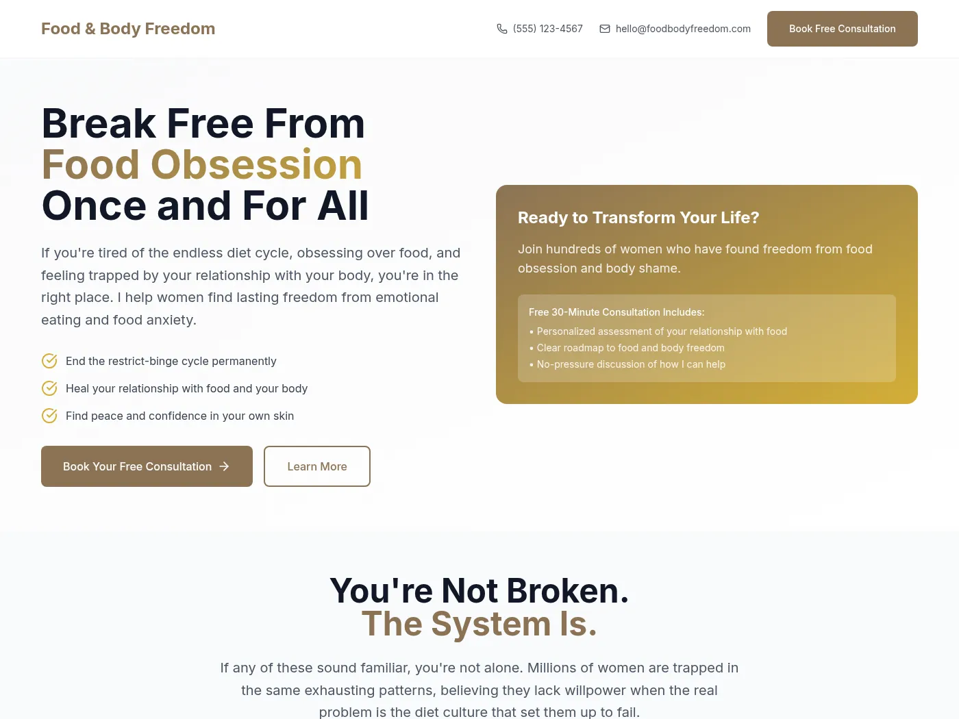 StoryBrand Eating Disorder Recovery Website