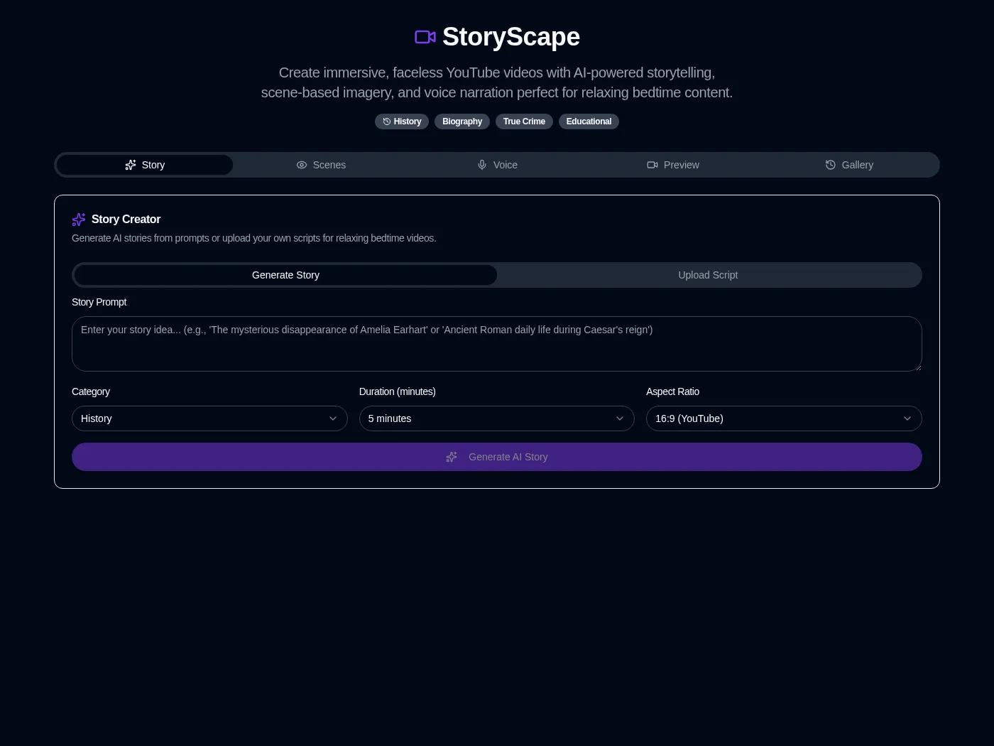 StoryScape: AI-Powered Faceless Story Video Generator