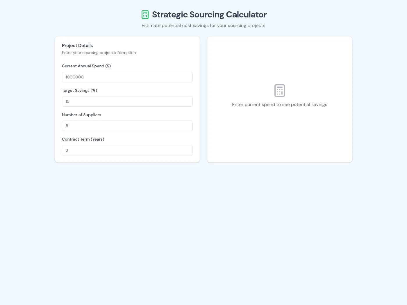 Strategic Sourcing Cost Savings Calculator
