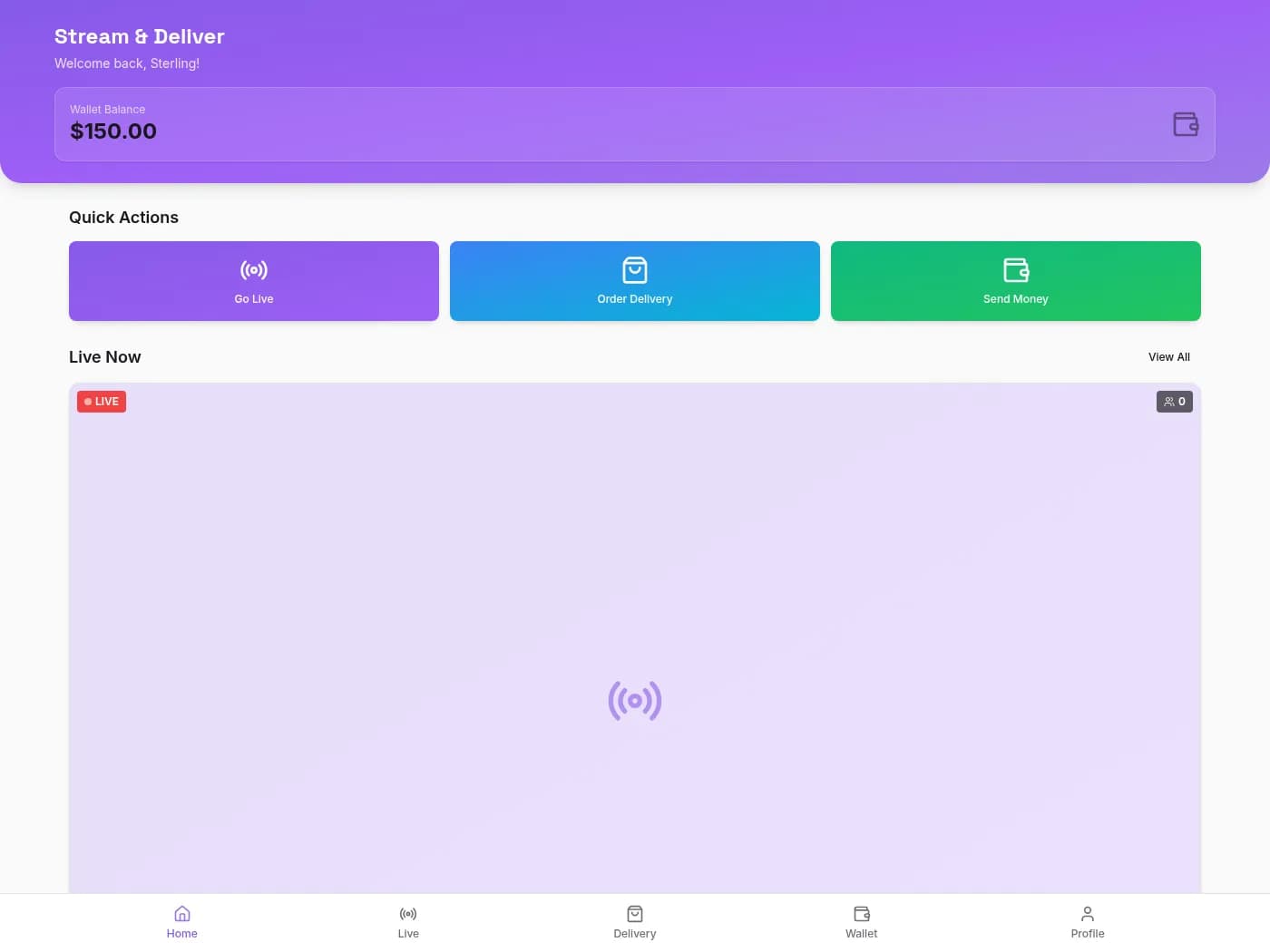 Stream & Deliver: Live Streaming with Money Transfer