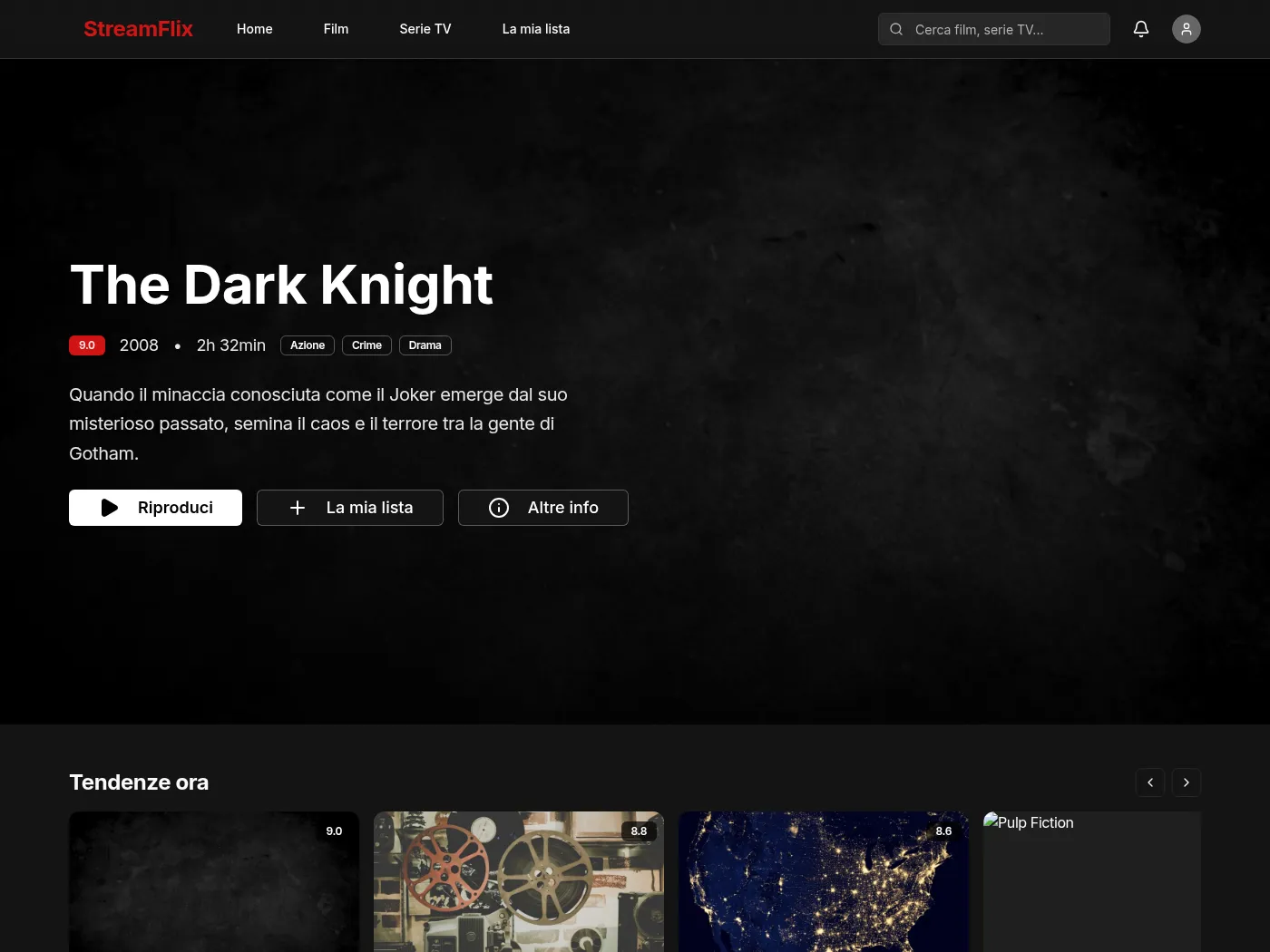 StreamFlix: Piattaforma Web di Streaming Film
