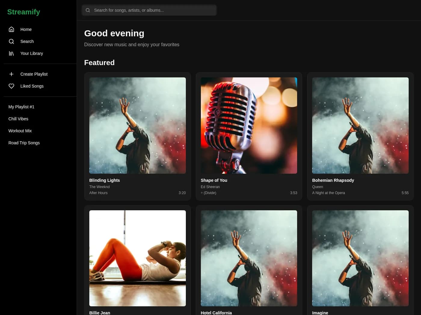 Streamify: Unlimited Music Streaming Web App