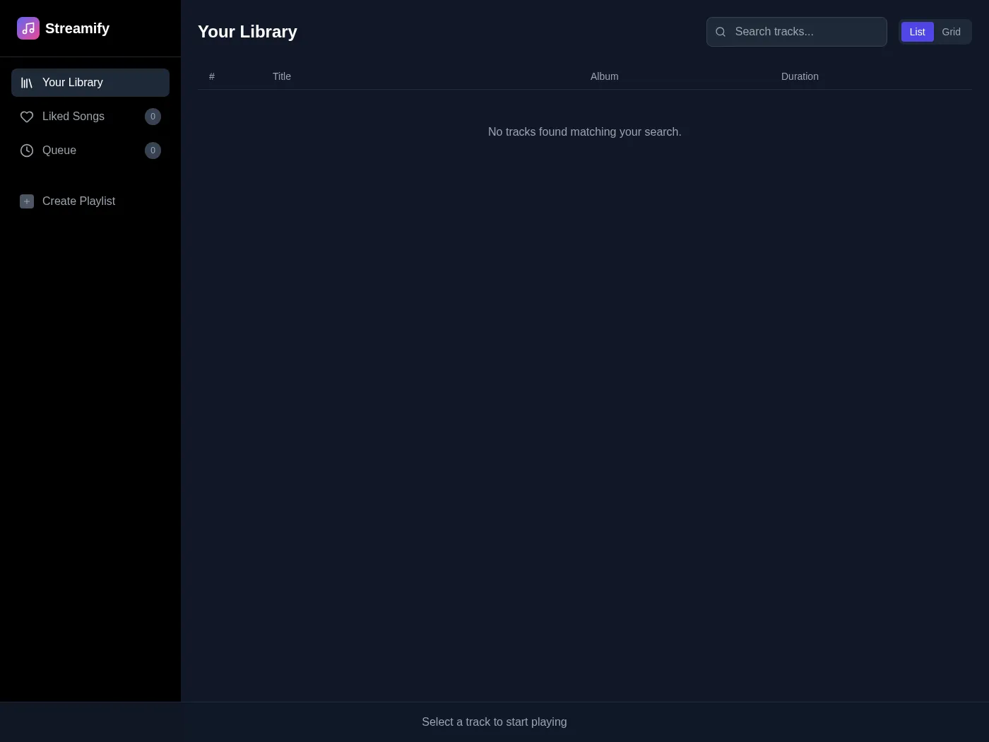 Streamify Audio Player Web App