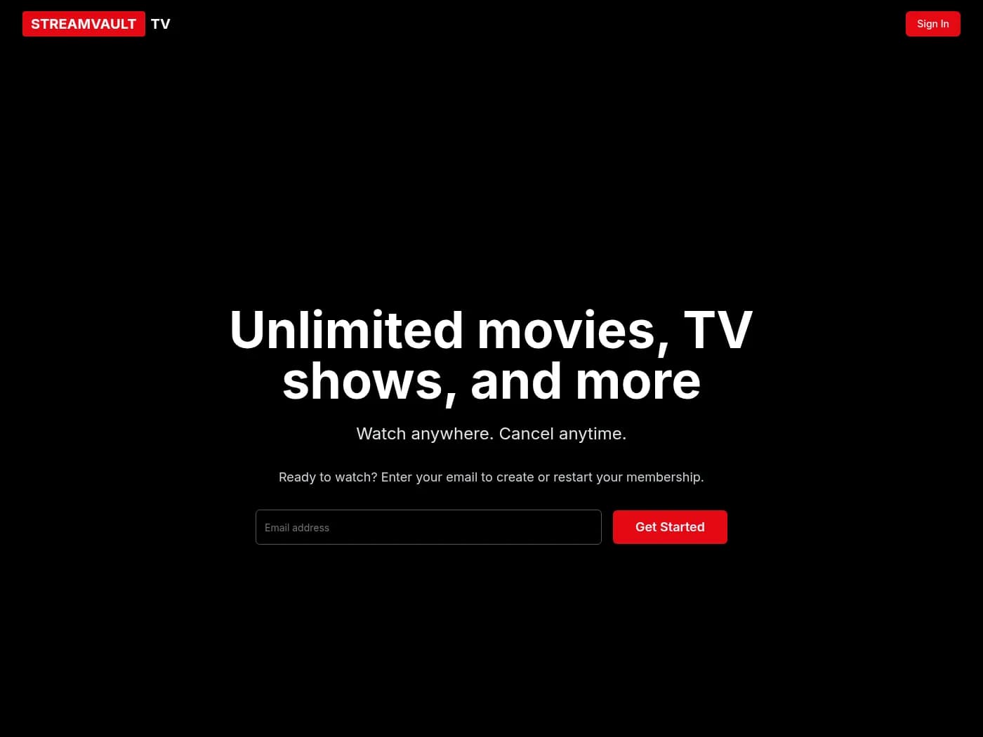 StreamVaultTV - Netflix-like Streaming Platform