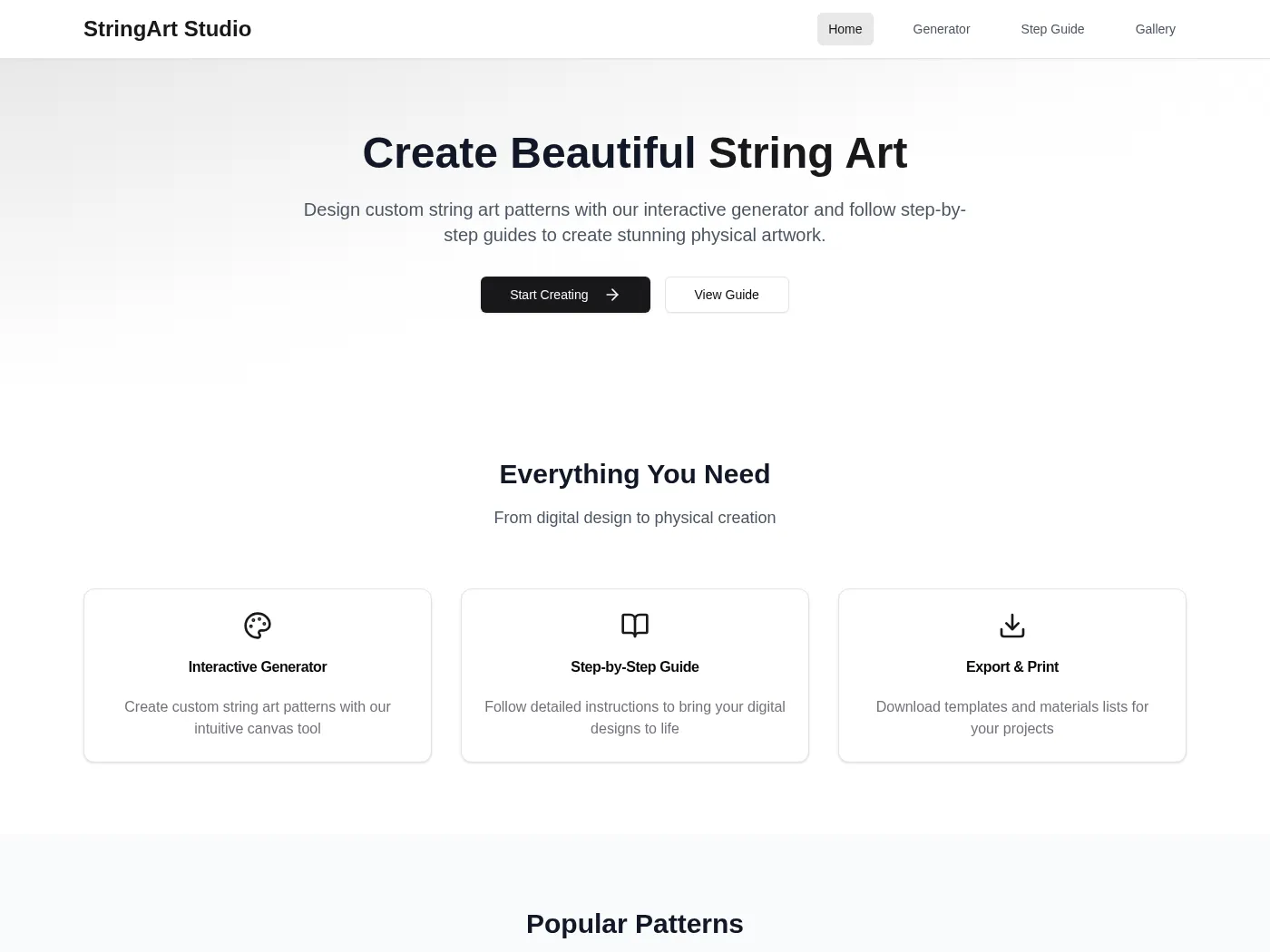 StringArt Generator and Step-by-Step Guide Platform