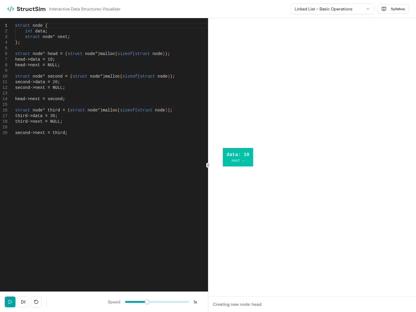 StructSim: Real-Time Data Structures Visualizer & Video Learning Platform