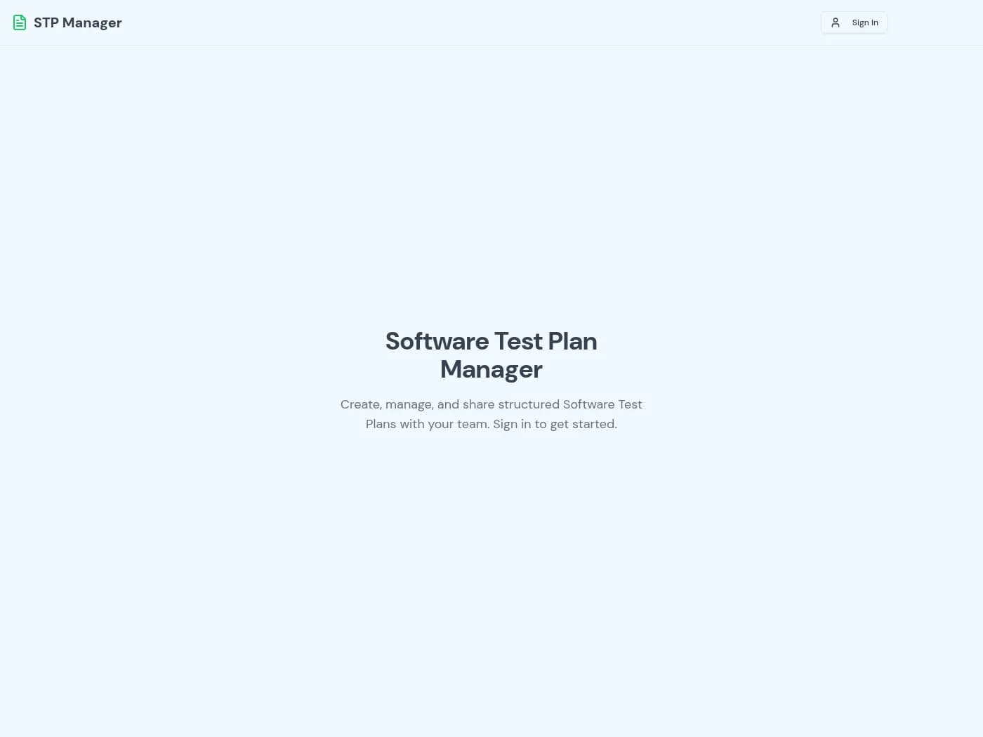 Structured Software Test Planning Website
