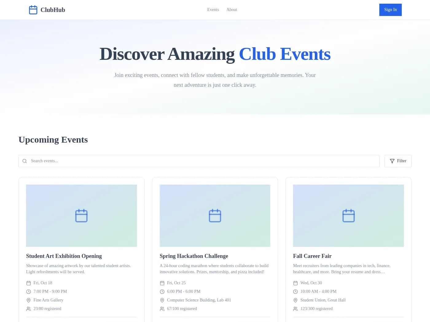Student Club Event Registration System