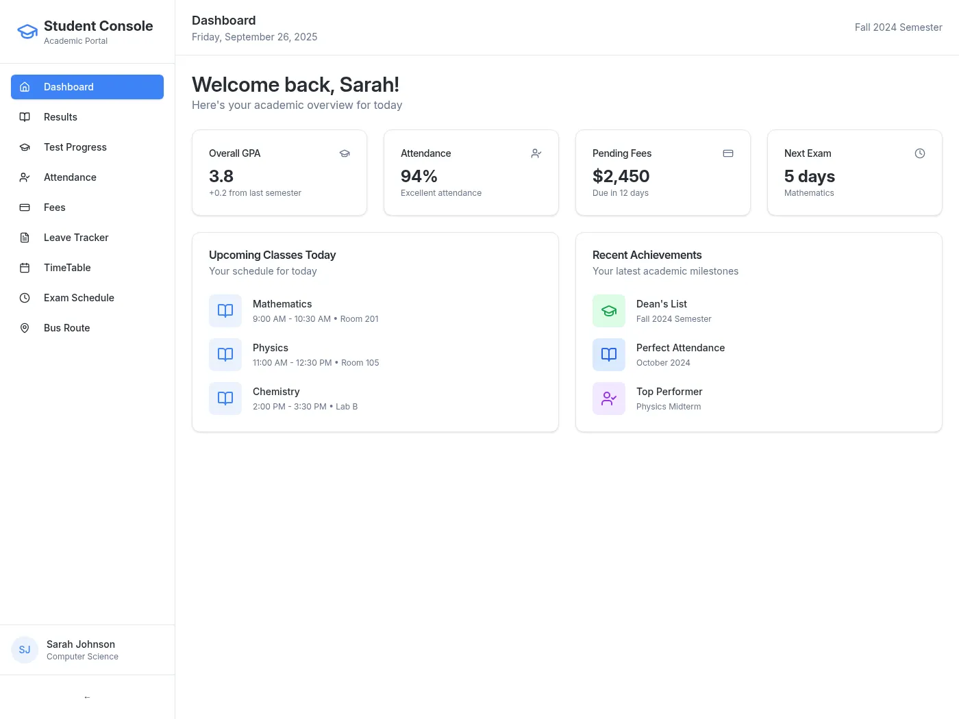 Student Console – A Beautiful, Modular React SPA for Academic Insights