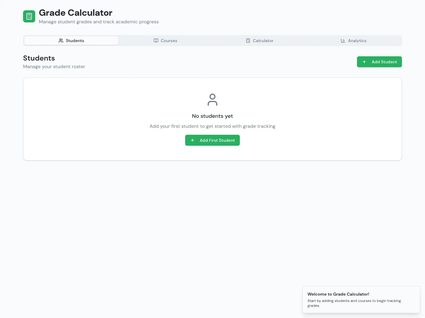 Student Grade Calculator App