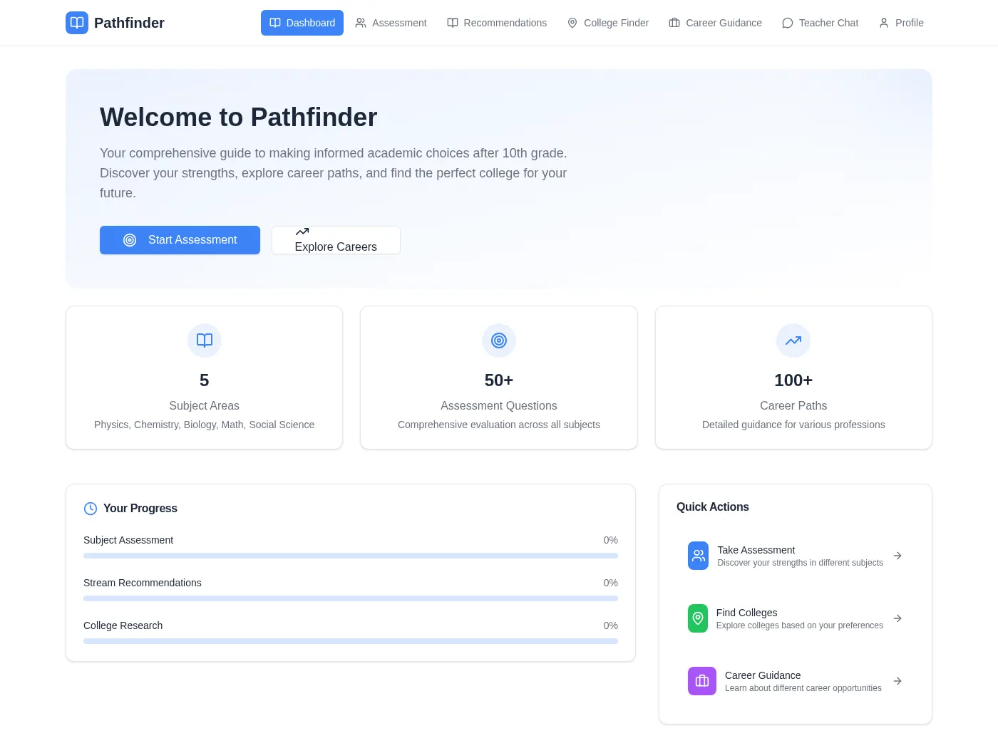 Pathfinder: Comprehensive 10th Grade Student Guidance Platform