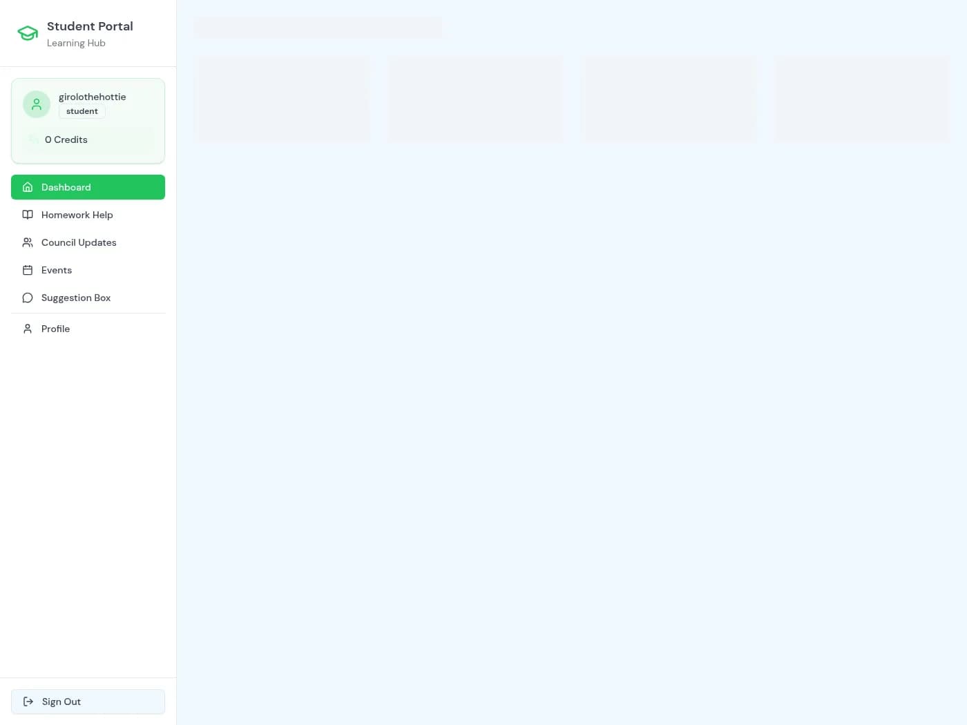 Student Portal with Homework Help, Council Updates, and Points-Based Suggestion Box