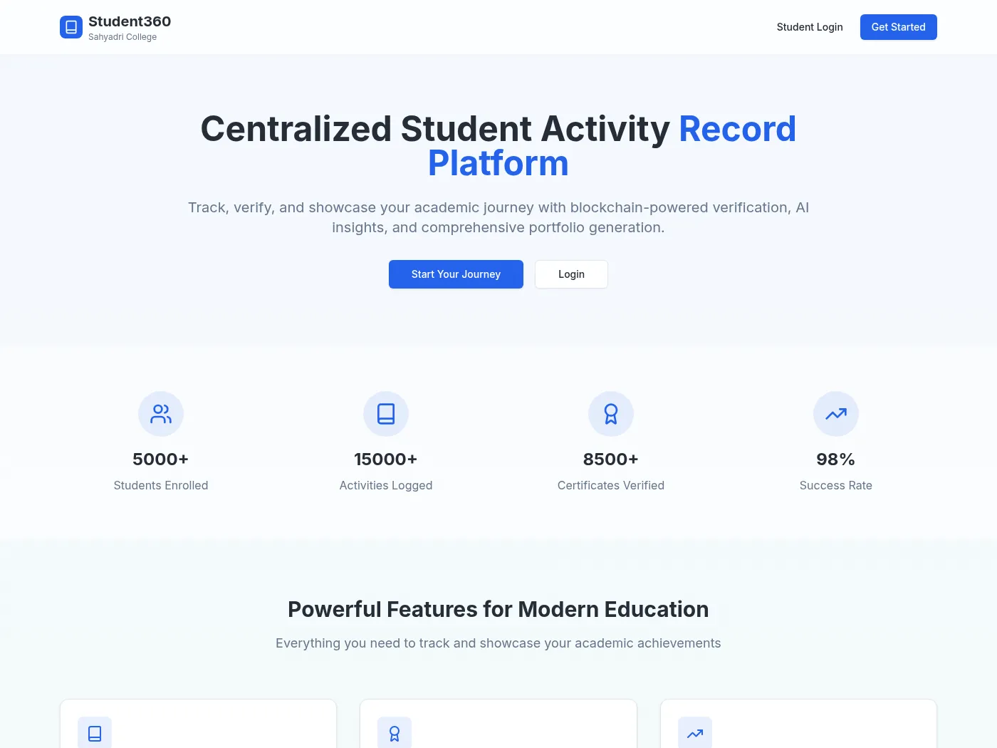 Student360 – Centralised Student Activity Record & Portfolio Platform for Colleges