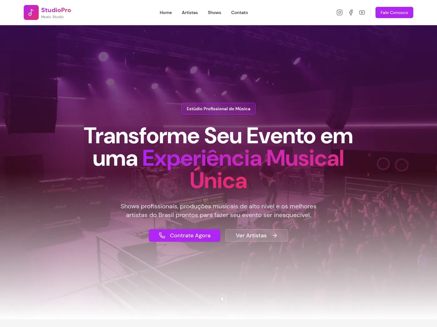 StudioPro: Site Profissional para Estúdio de Música com Contratação de Artistas