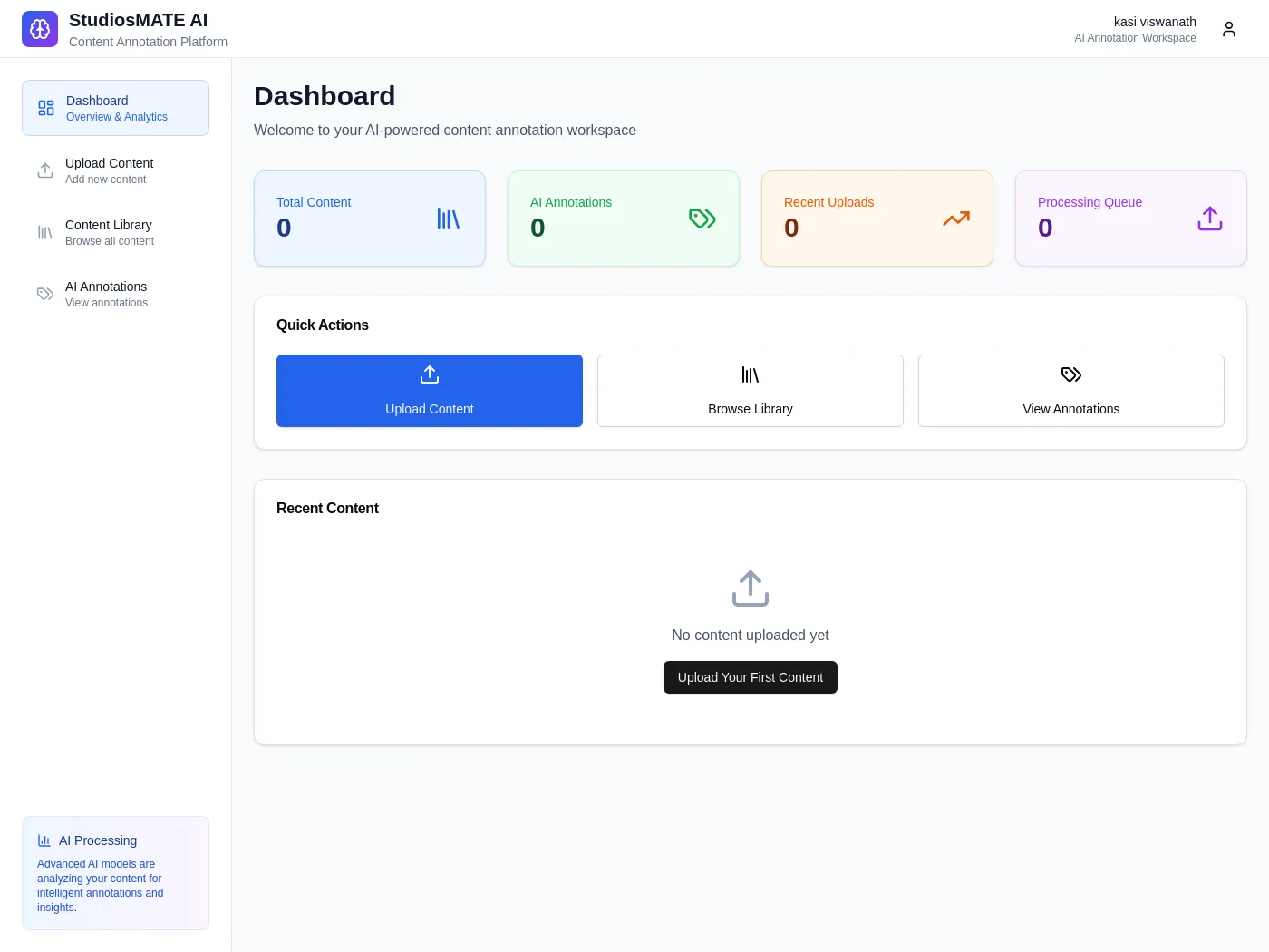 StudiosMATE AI Content Annotation Platform
