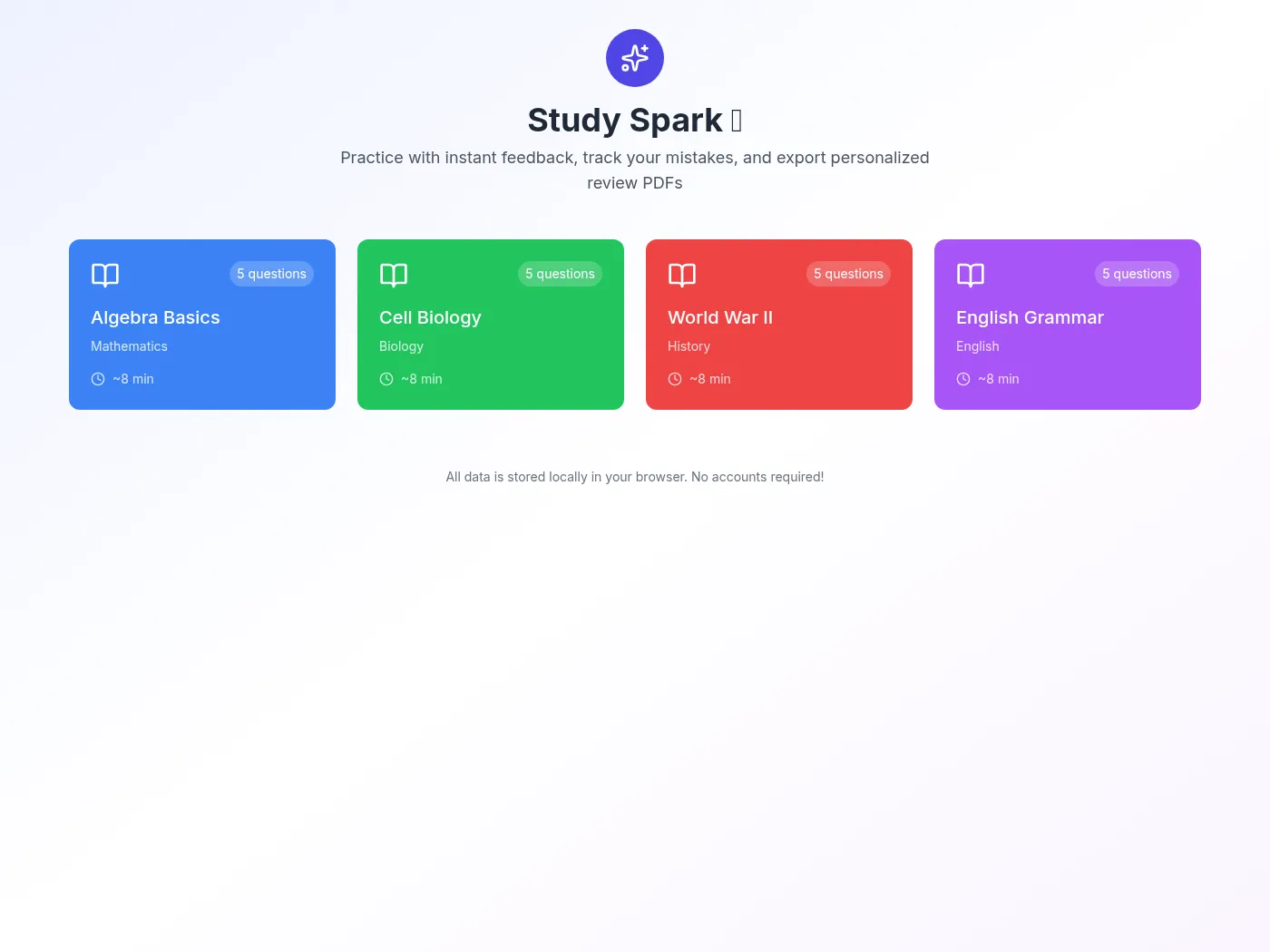 Study Spark: Instant Quiz & Review App for Students
