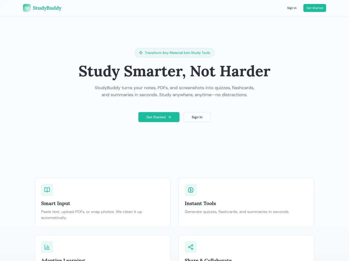 StudyBuddy: Instant Study Tool Generator for Students