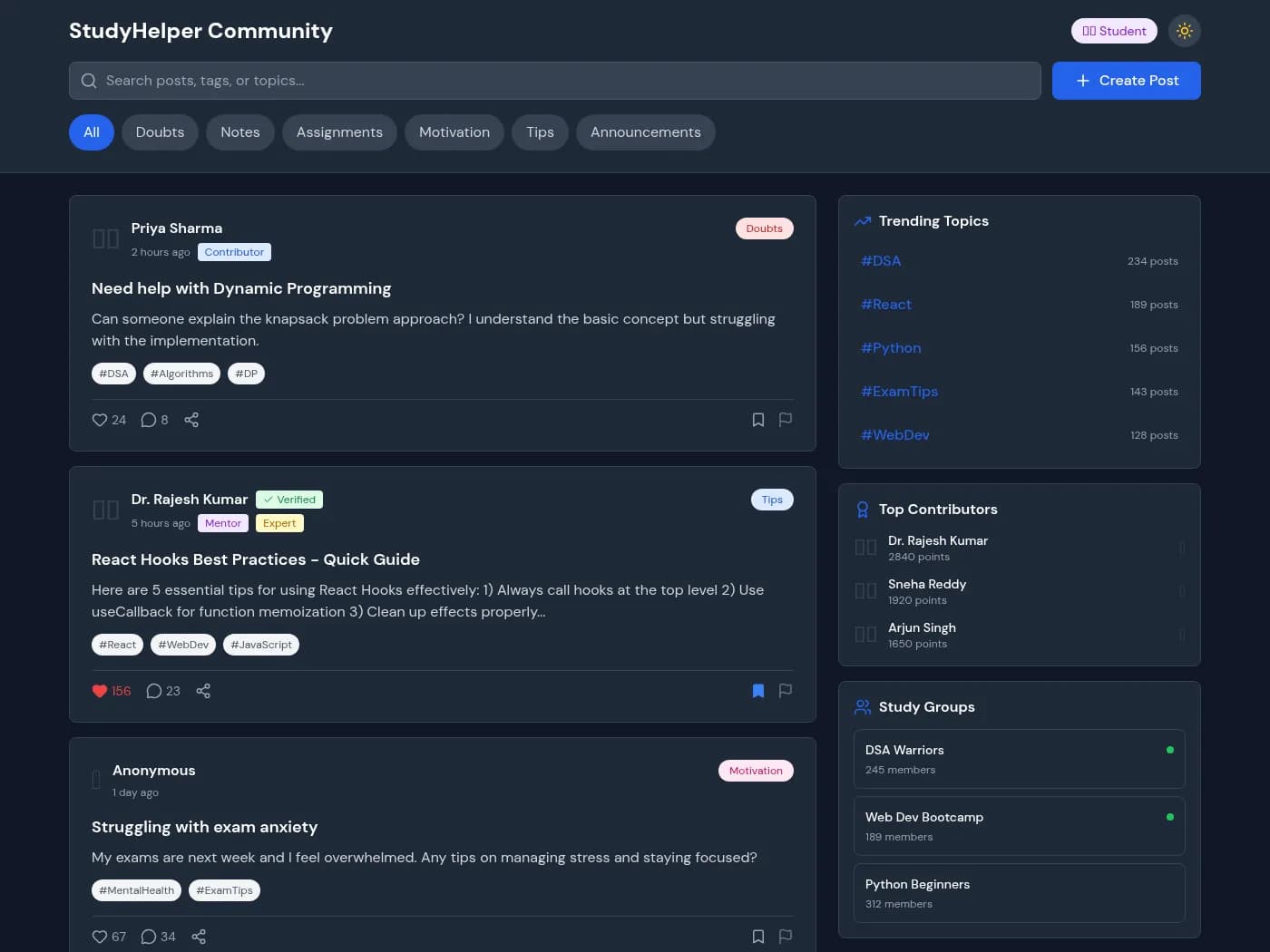 StudyHelper Community Platform