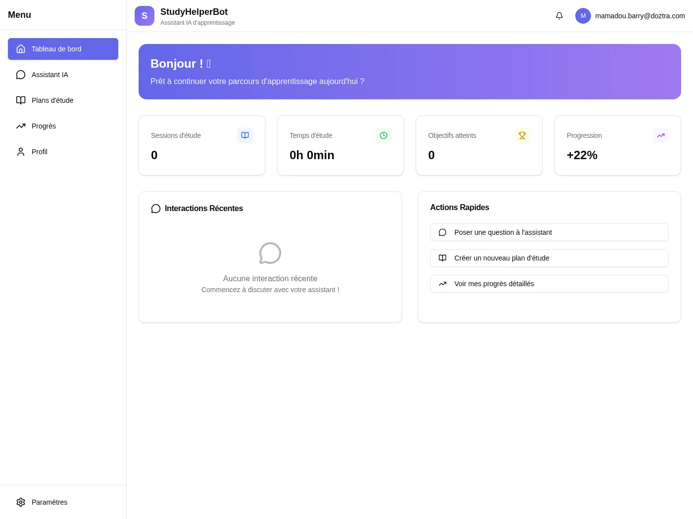 StudyHelperBot: Assistant IA Personnalisé pour l'Apprentissage Étudiant