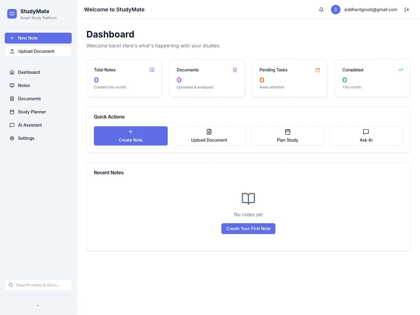 StudyMate: Modern Note-Taking, Document Upload, and Study Planner for Students