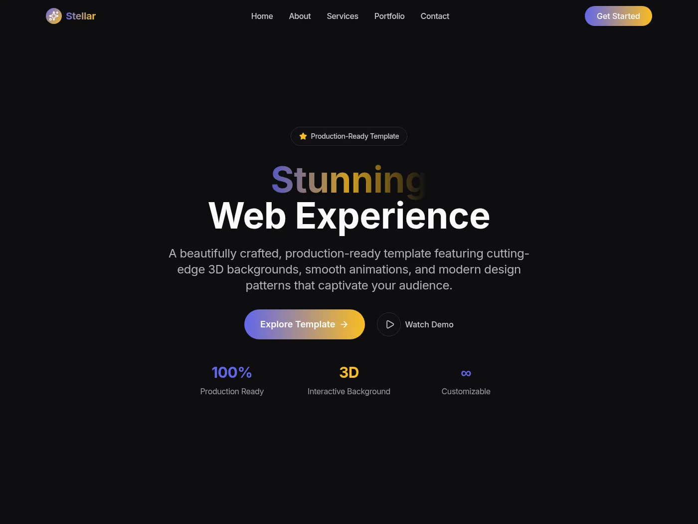 Stunning Production-Ready Web Template with 3D Background