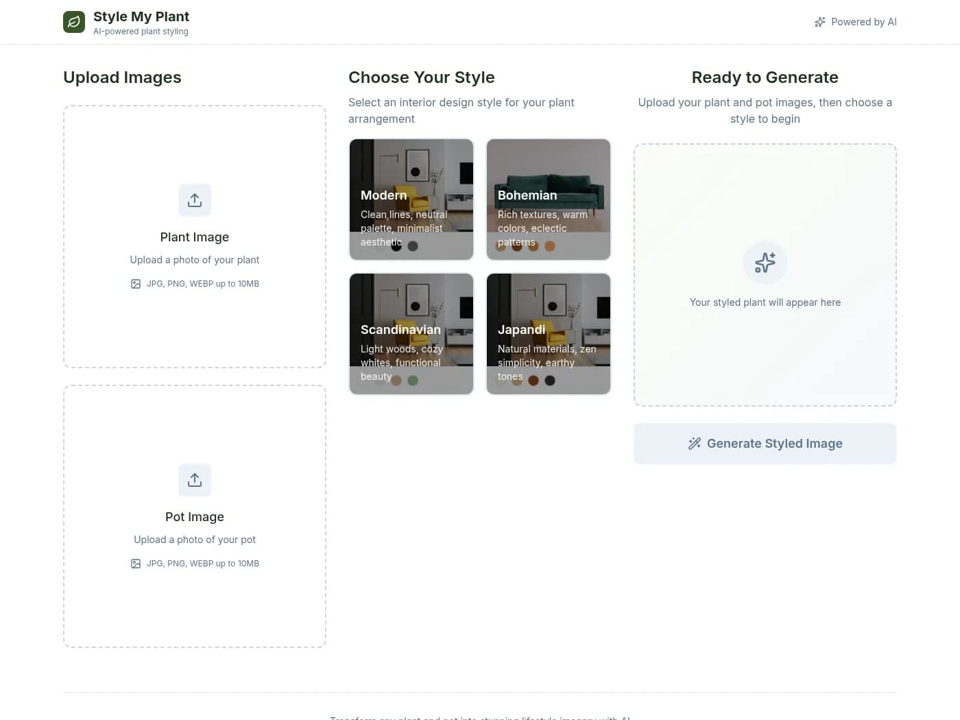 Style My Plant: Instantly Visualize Your Plants in Any Pot & Interior Style
