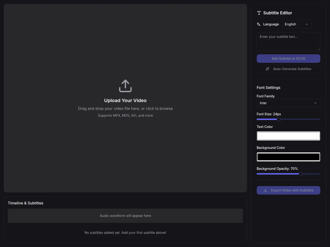 Stylish Subtitle Video Editor