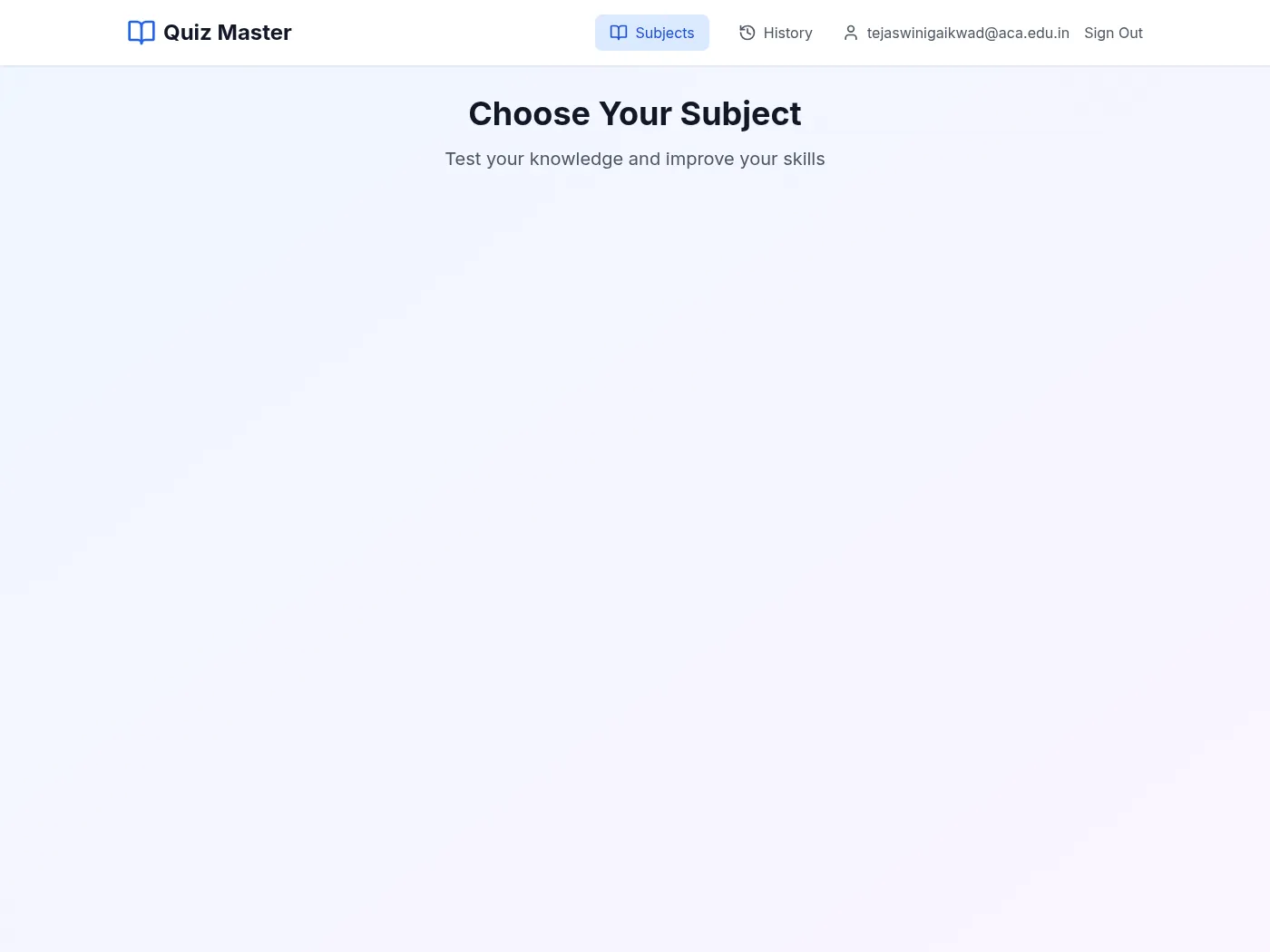 Subject-wise Quiz App with SQLite Database
