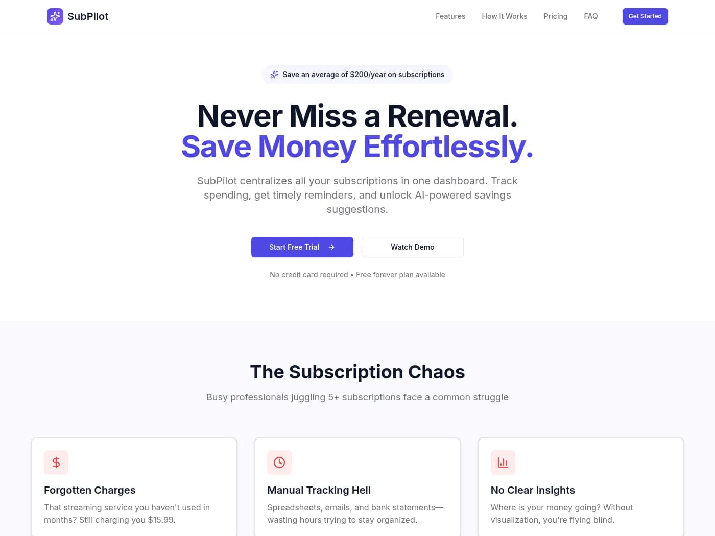 SubPilot - Effortless Subscription Management and Smart Savings Dashboard