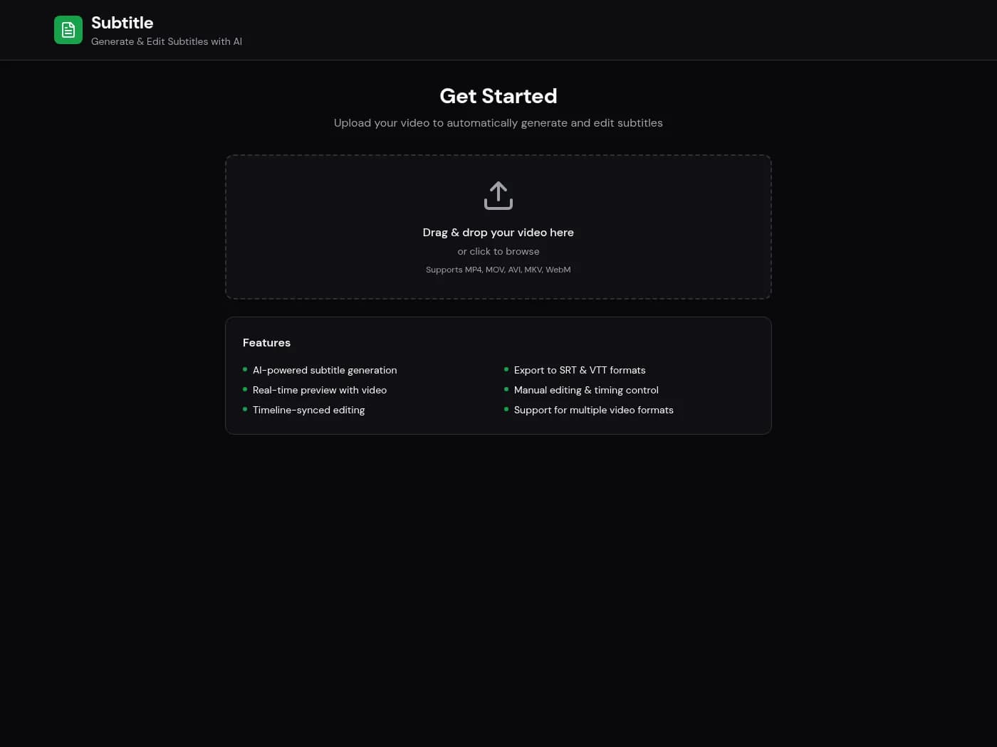 Subtitle Generator and Editor