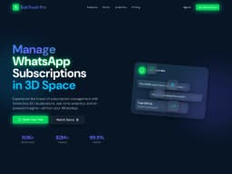 SubTrack Pro 3D Immersive Landing Page for WhatsApp Subscription Management