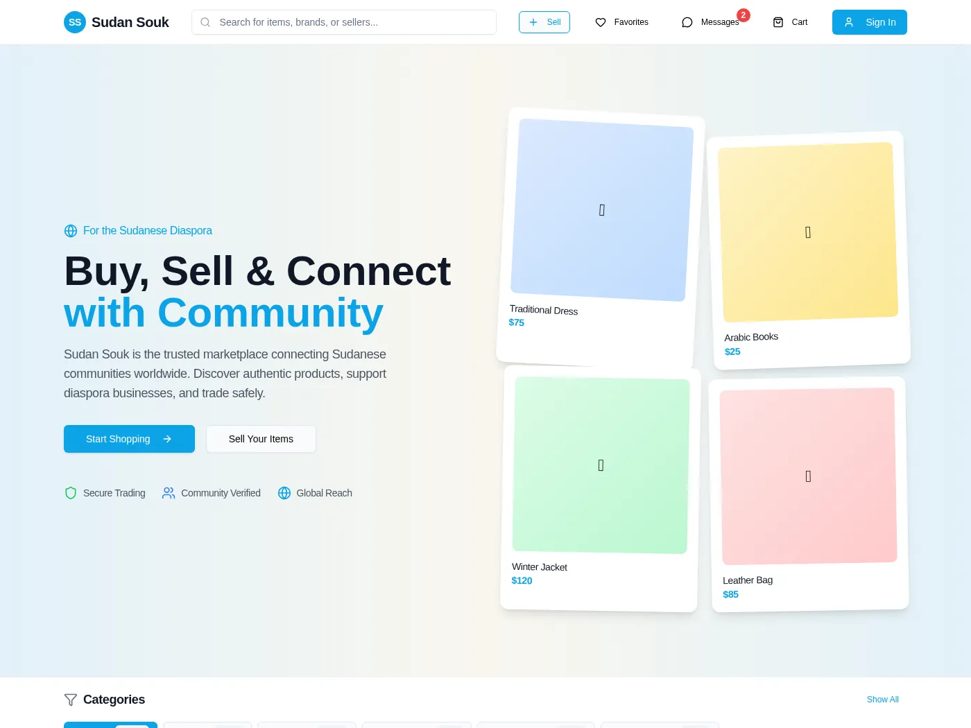 Vinted Clone for Sudanese Diaspora Multivendor Marketplace