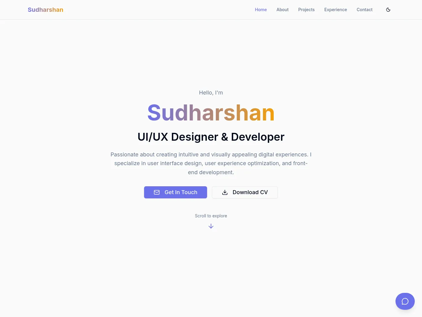 Sudharshan's Modern Portfolio Website