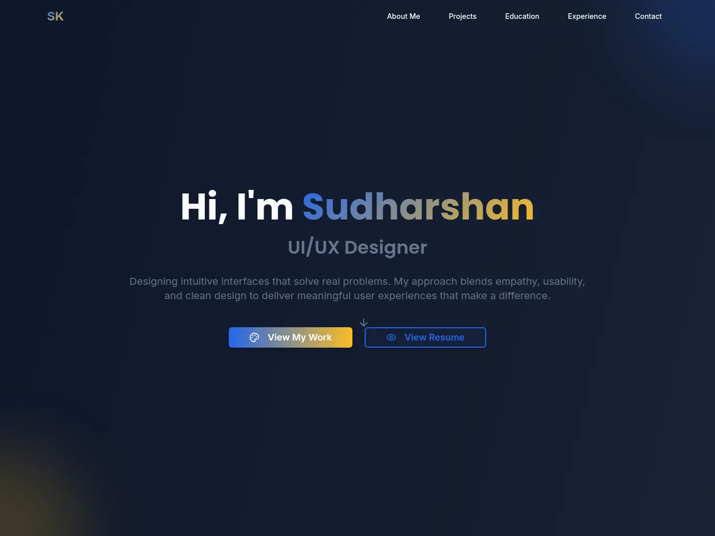 Sudharshan K UI/UX Designer Portfolio Website