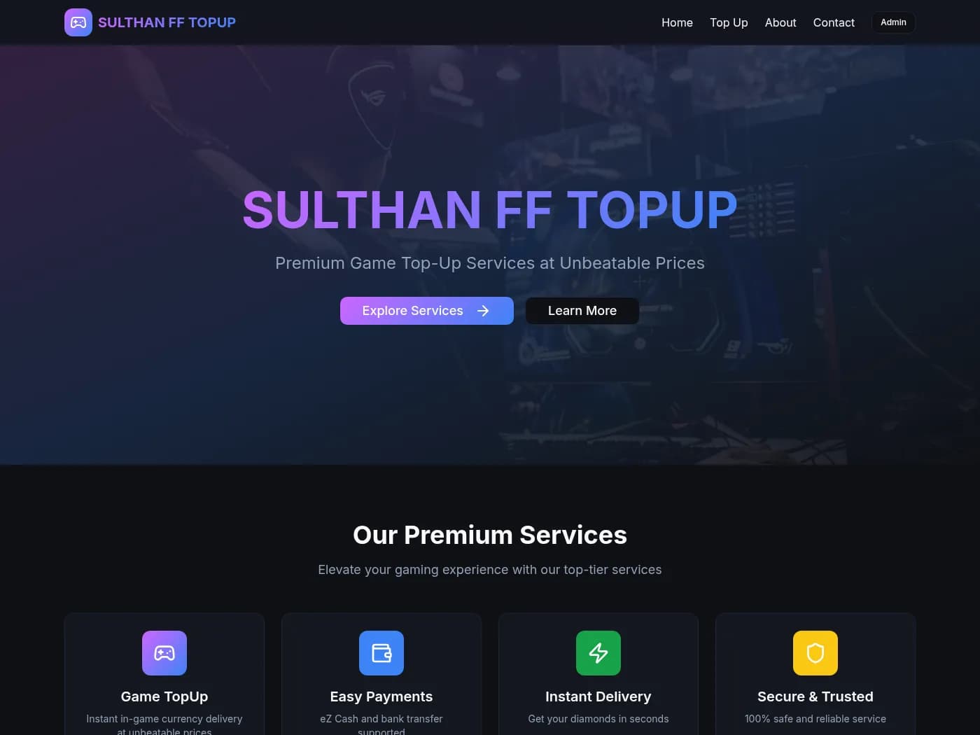 SULTHAN FF TOPUP - Game Credits Purchase & Admin Dashboard