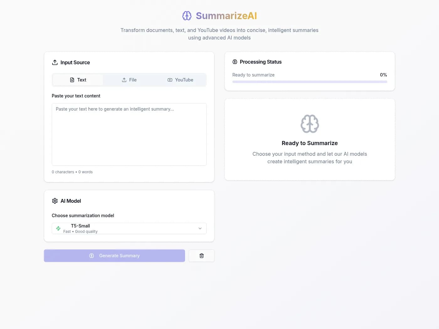 SummarizeAI: Intelligent Document & Video Summarizer