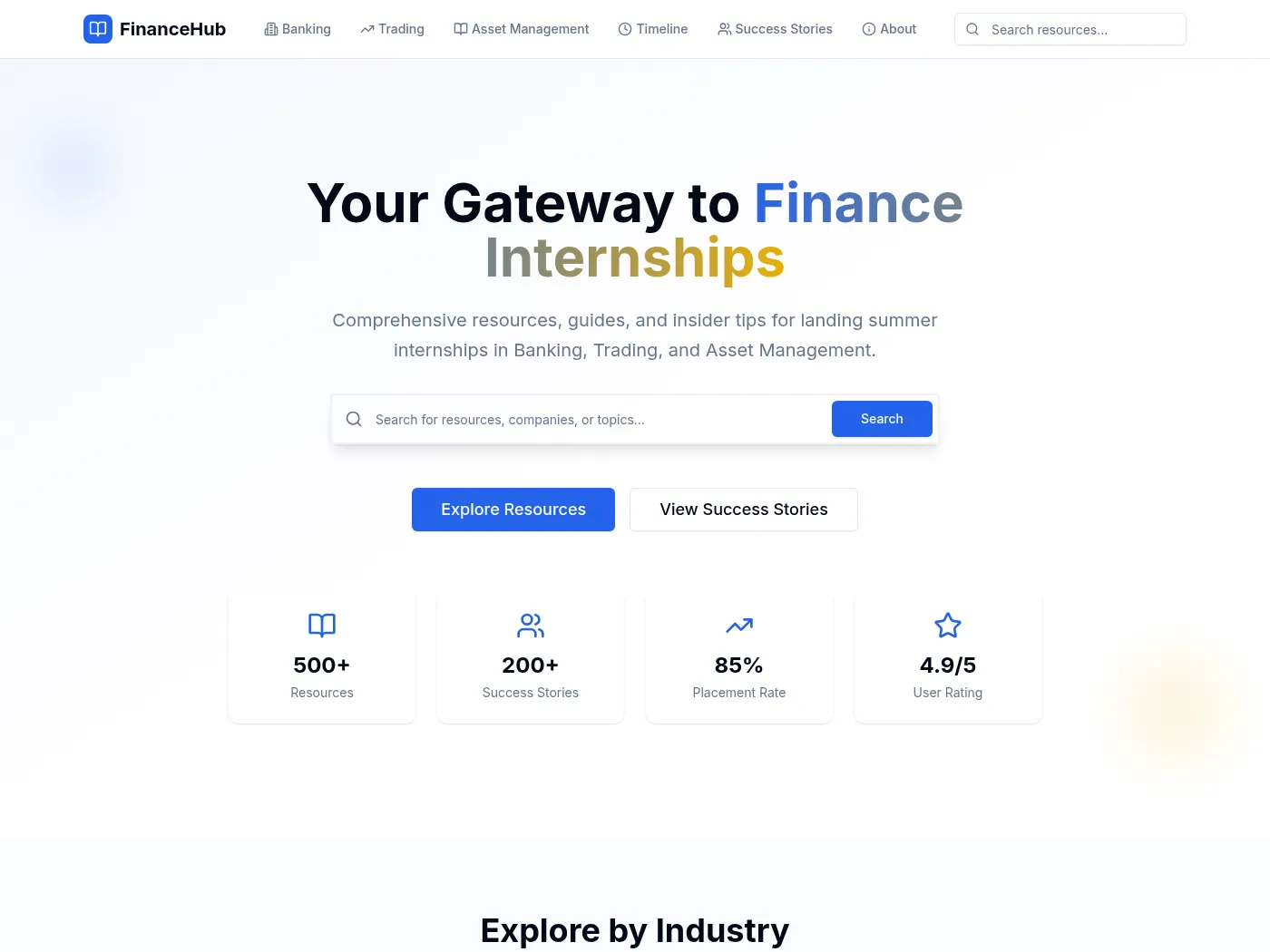 Summer Internship Application Resource Hub for Finance