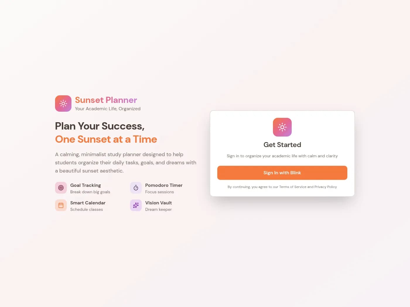 Sunset Planner: Minimal Student Study Organizer