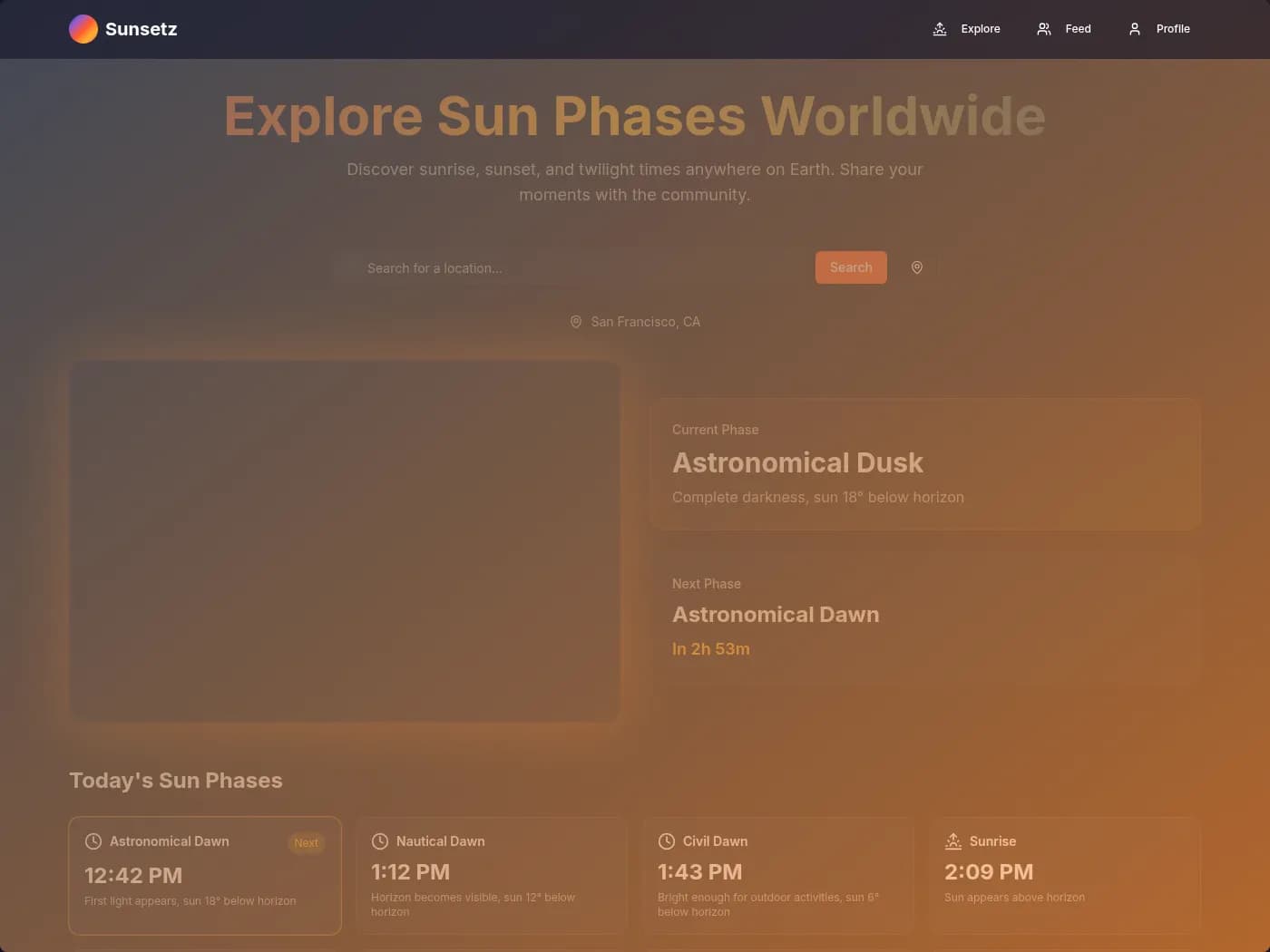 Sunsetz: Explore Sunrises, Sunsets & Global Sun Phases with a Social Twist