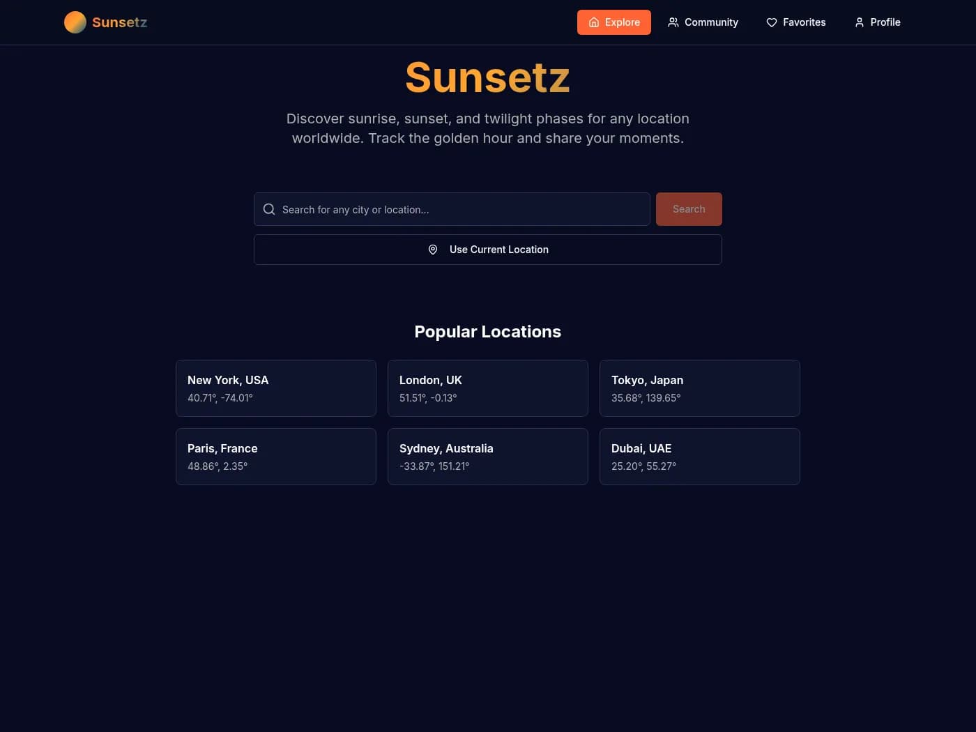 Sunsetz: Aesthetic Global Sunrise & Sunset Experience