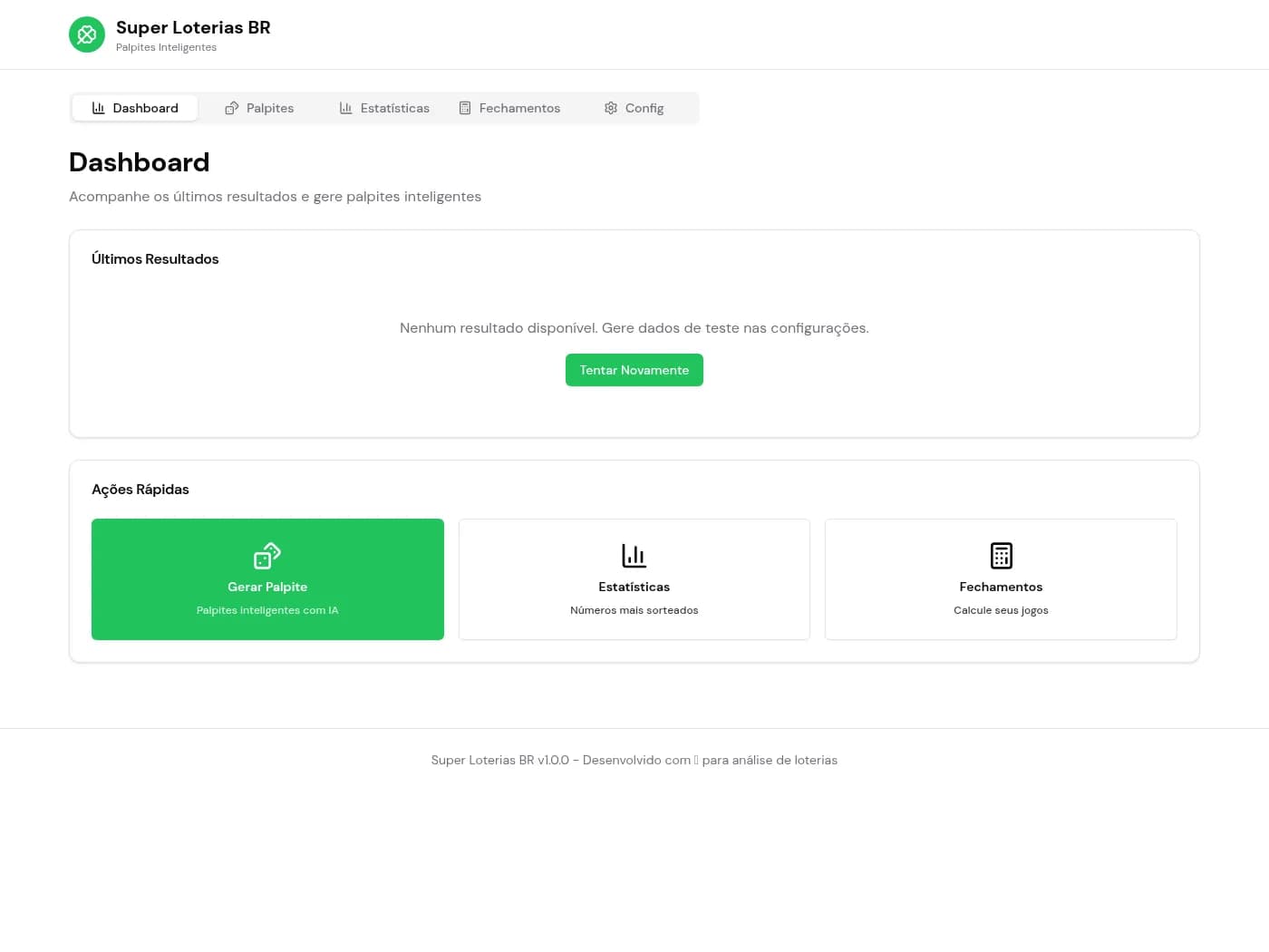 Super Loterias Brasileiras Web App