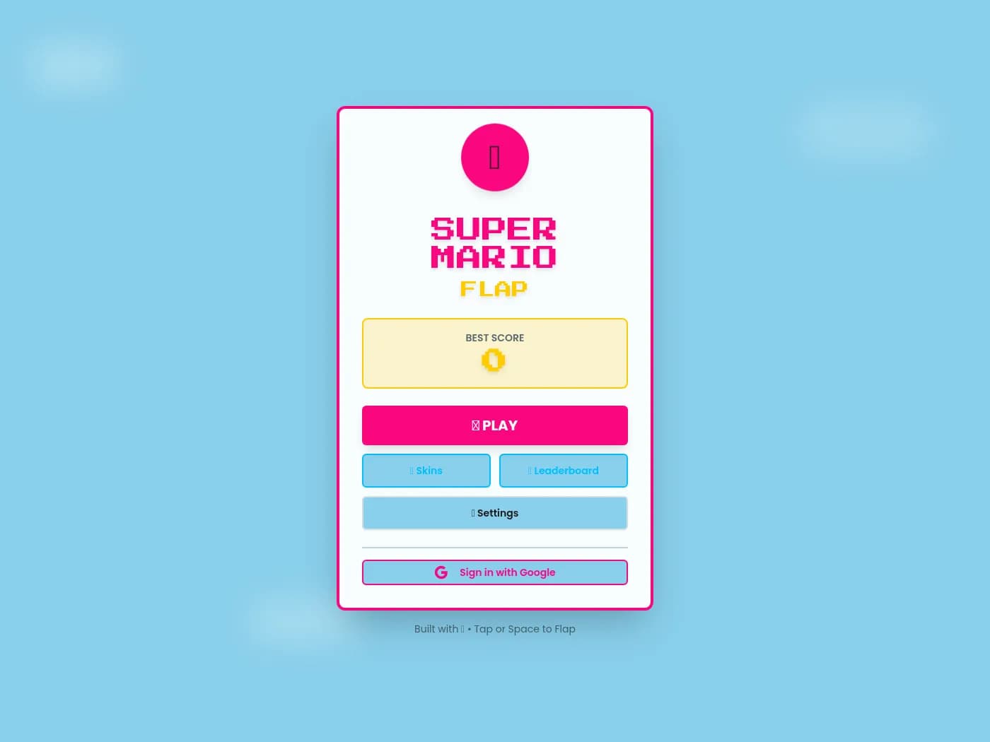 Super Mario Flap: Ultra-Smooth Flappy Web Game with Skins & Cloud Leaderboard